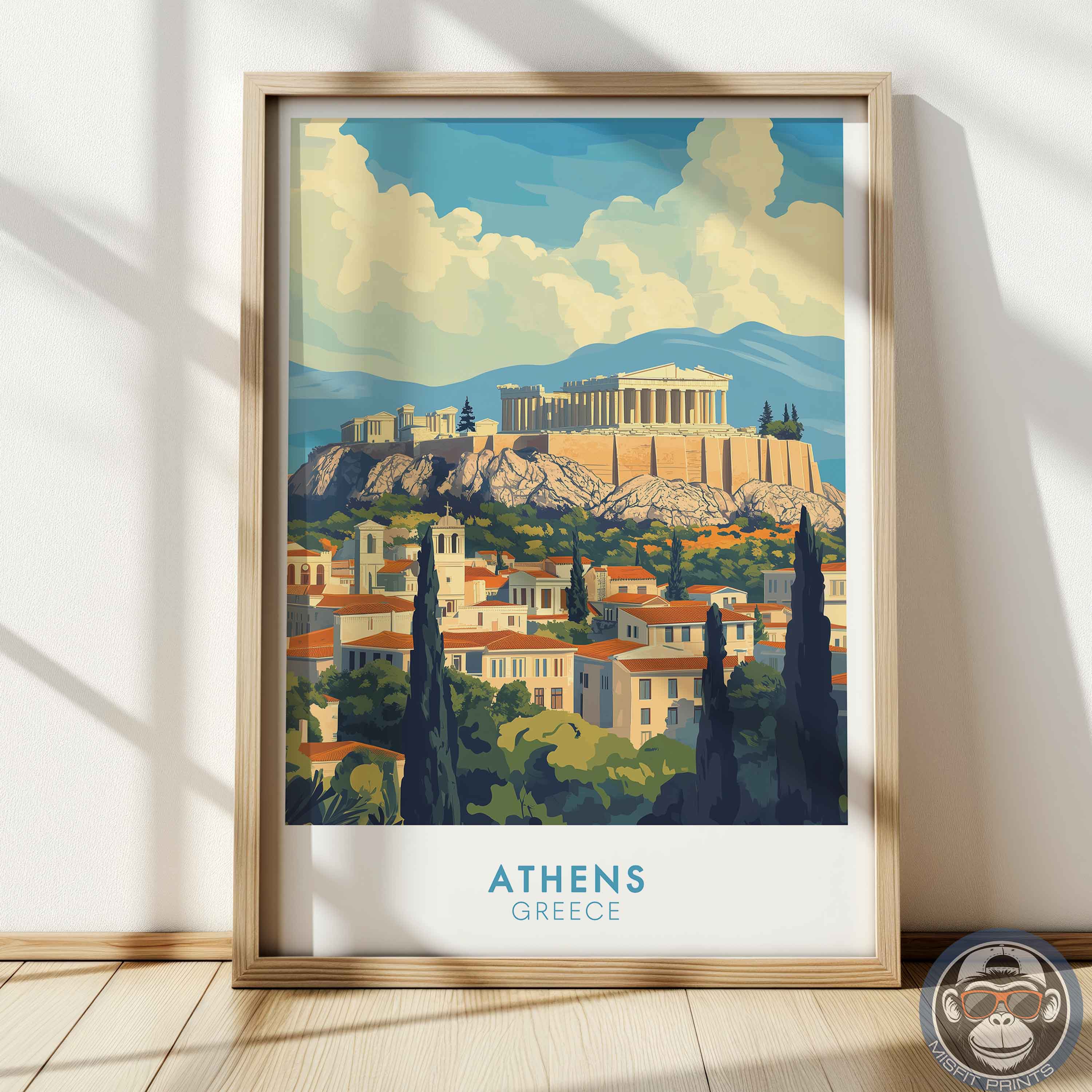 Athens Poster – Greece Travel Wall Art, Acropolis Print, Mediterranean ...